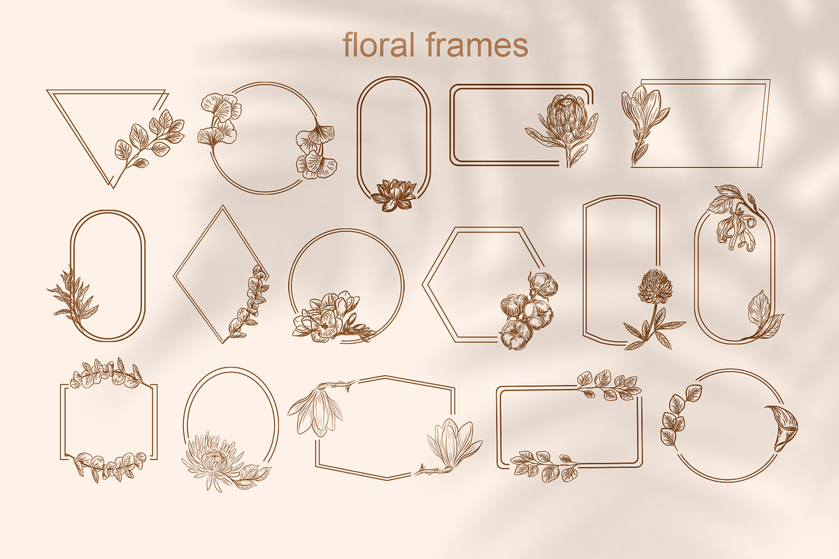 Floral Logo and frame Line art set, a Graphic by Simple Art