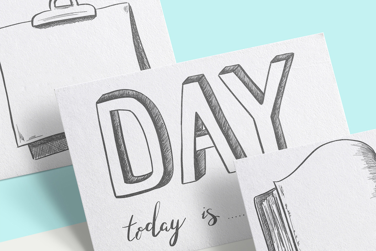 Doodled date headers for planner, an Illustration by Kate Snitser