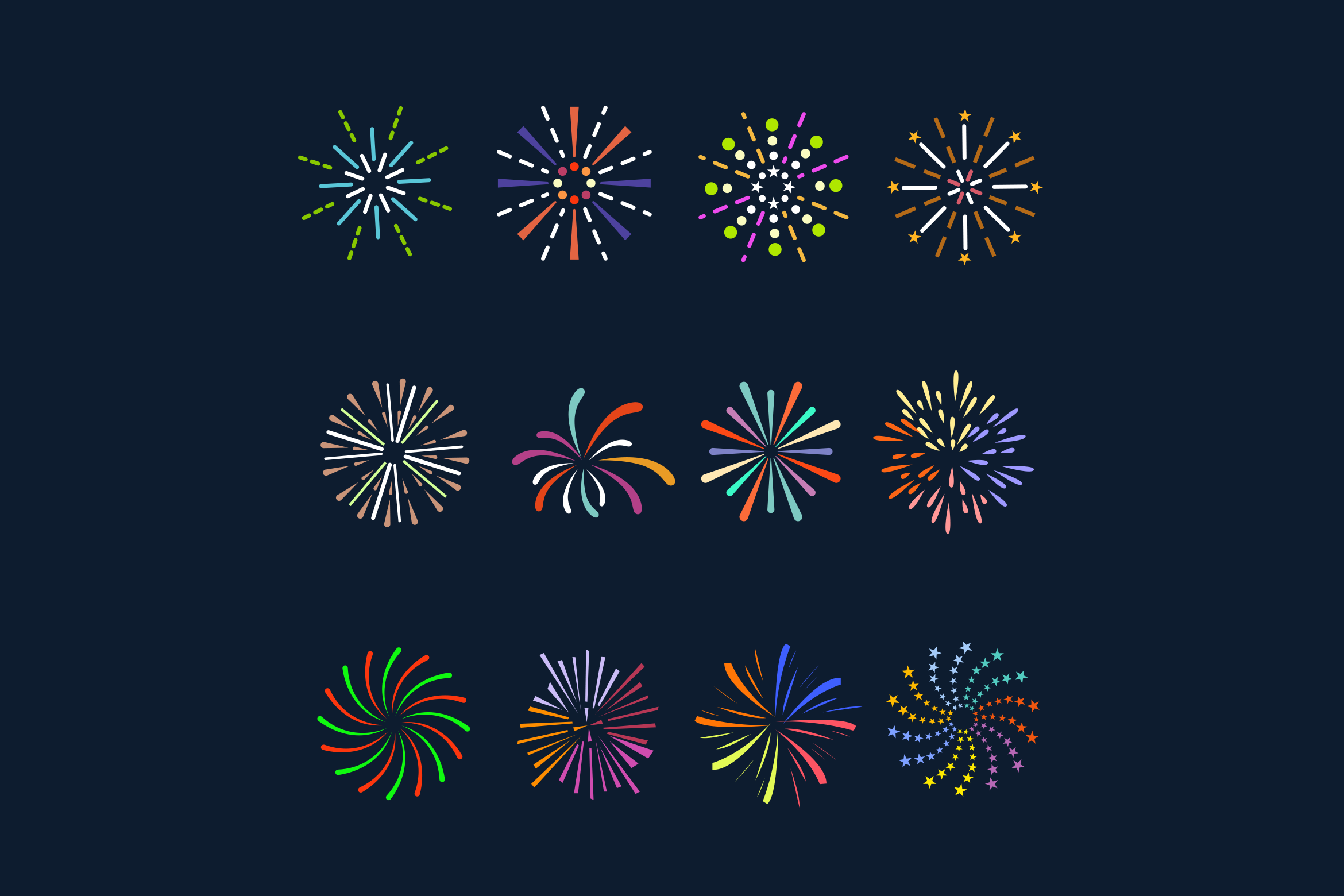 12 Firework Icons, an Outline Icon by Creative VIP