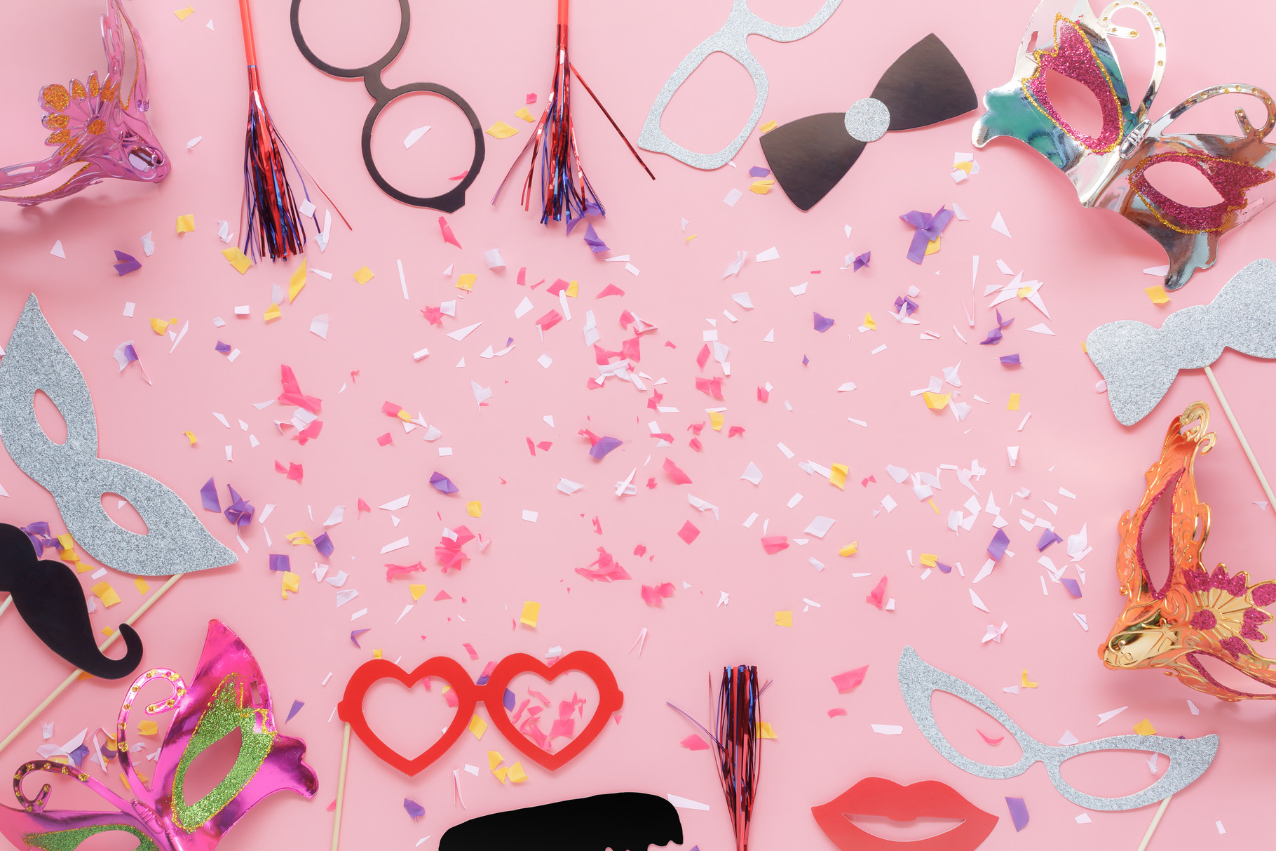 Flat lay carnival party stock photo containing flatlay and flat lay, a ...