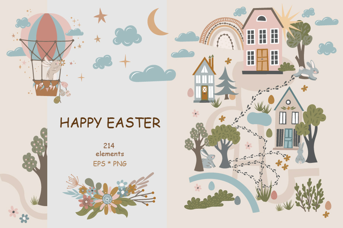 Bohemian Easter collection. Maps, a Decorative Illustration by ...