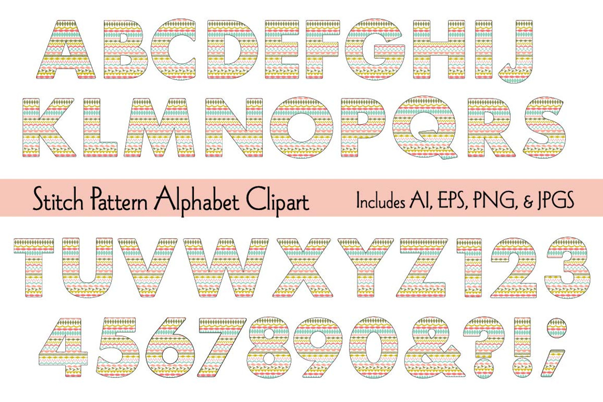 Stitch Pattern Alphabet Clipart, a Decorative Illustration by Melissa ...