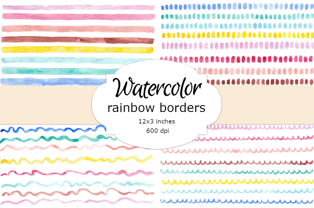 Watercolor rainbow borders, a Background Graphic by GoodFairyClipArt