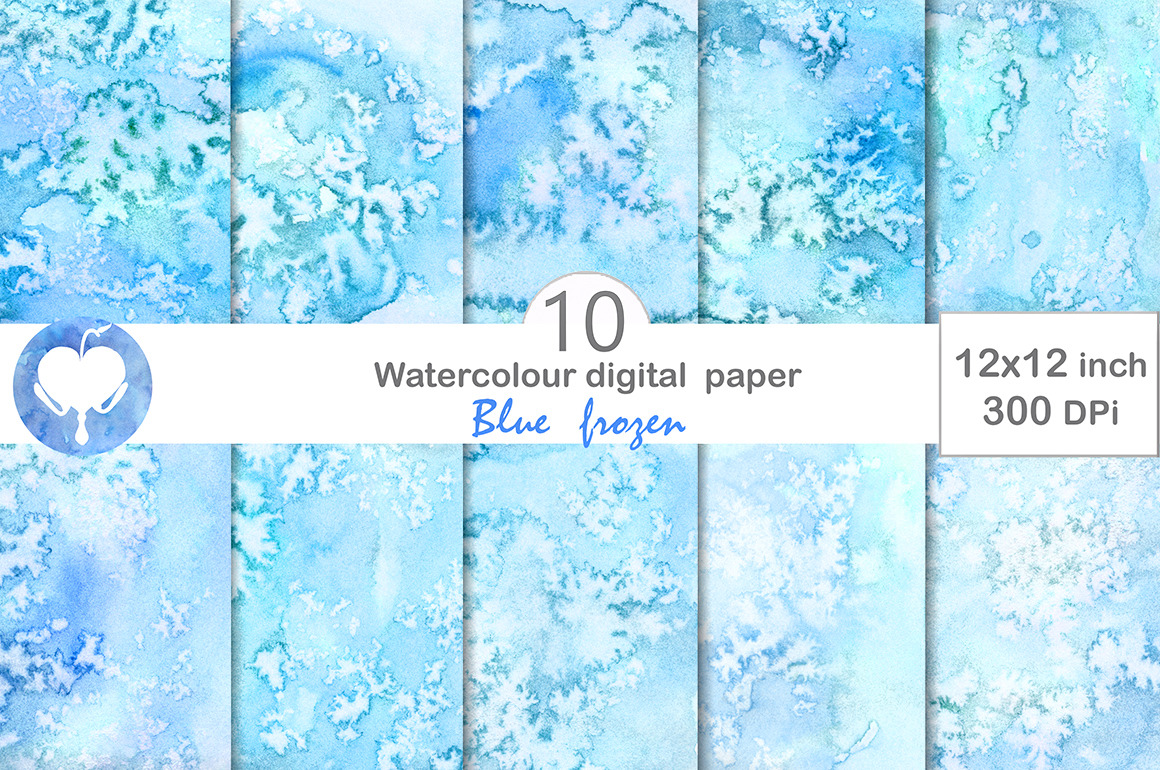 Blue Frozen Digital Paper, a Texture Graphic by AqwaColor | Creative Market