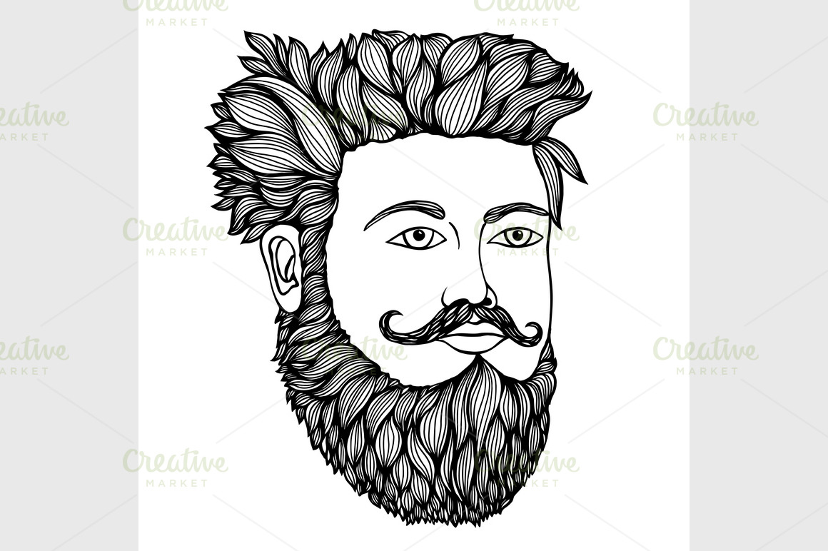 portrait of moustached man, a Graphic by IllustrationArtShop