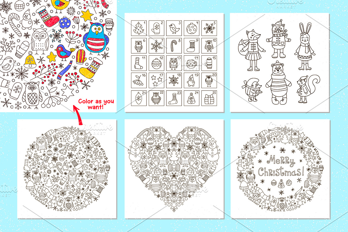 Christmas coloring pages., an Object Graphic by Fairy dreams