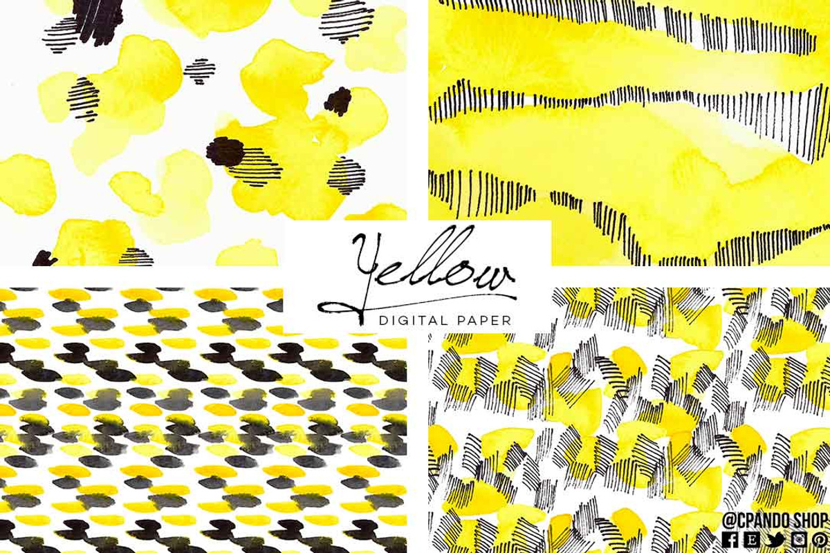 Yellow watercolor digital paper, a Pattern Graphic by CpandoShop
