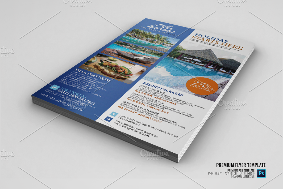 Resort and Villa Flyer, a Flyer Template by PSDPixel