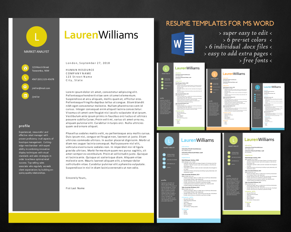 Elegant resume for MS Word, a Resume Template by Inkpower