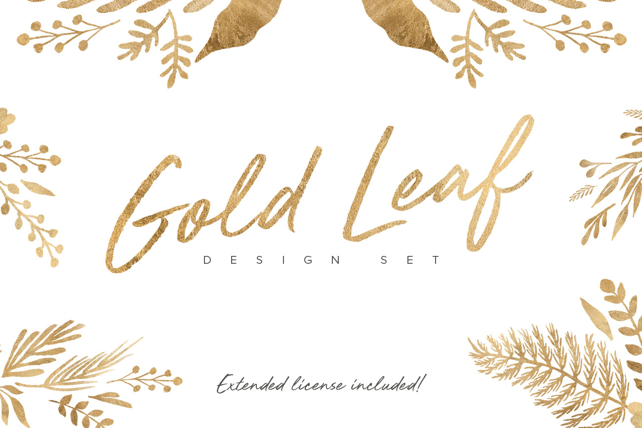 Gold Leaf Design Set, an Object Graphic by Lilac Paperie
