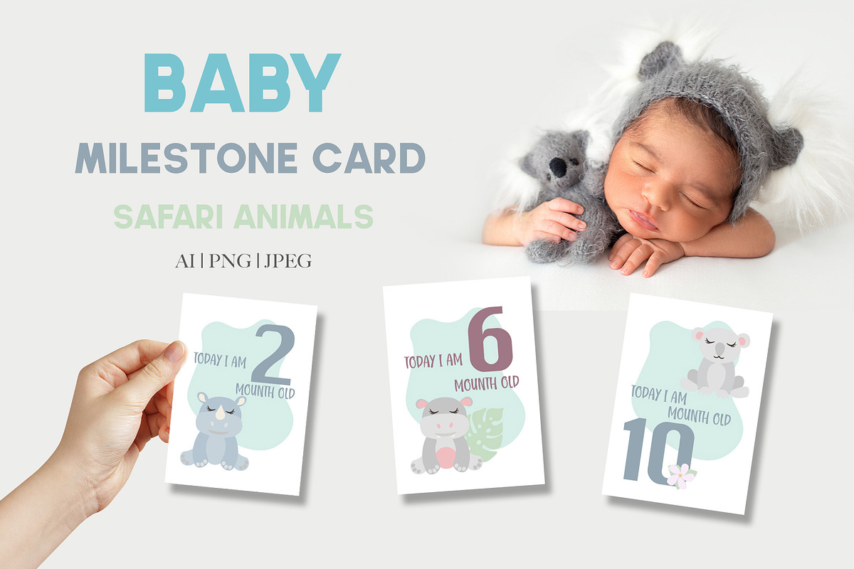 Newborn Baby Milestone card, a Card Template by DysenkaArt