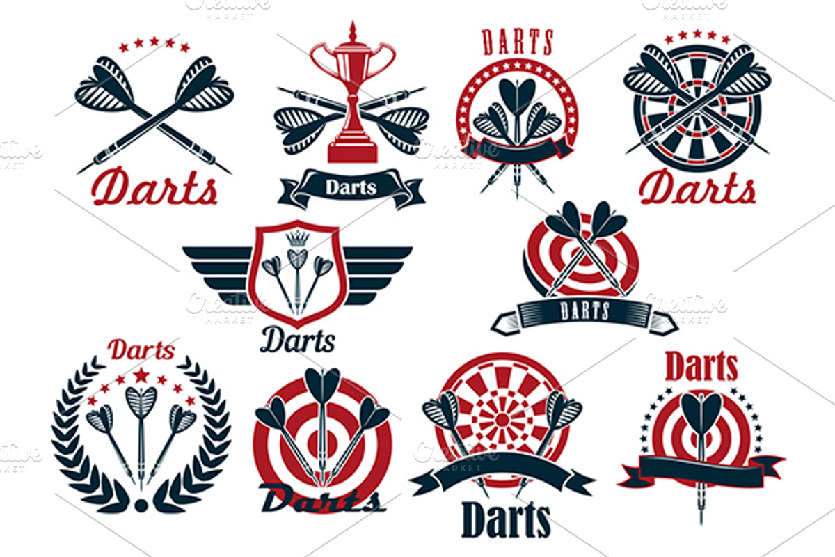 Darts tournament symbols and icons, a Graphic by Vector Tradition