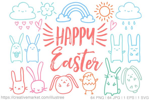 64 Easter vector design elements, a Graphic by Illustree