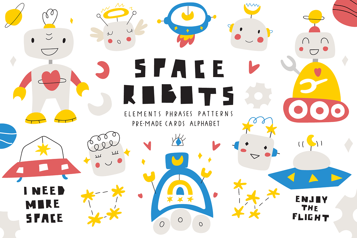Space robots, an Illustration by cutelevindesign