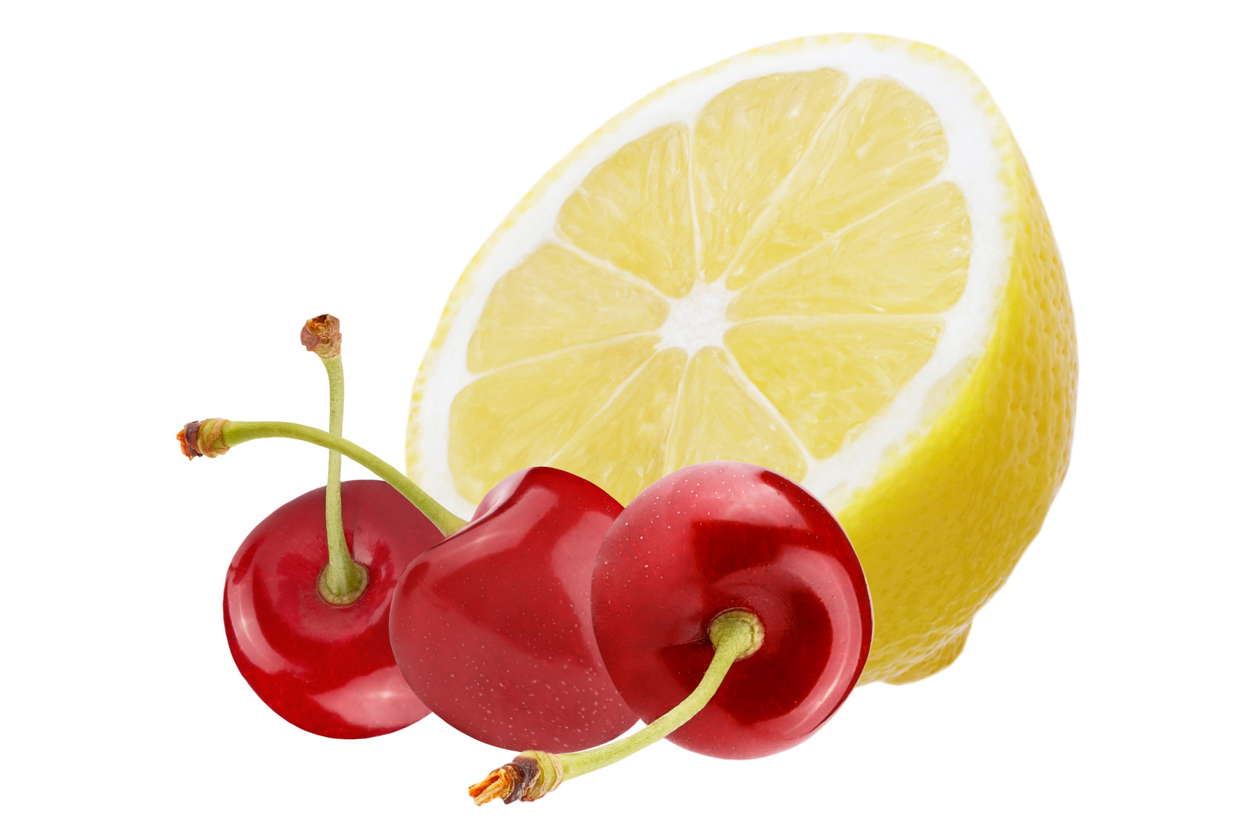 Fresh berries with lemon isolated on featuring cherry, lemon, and ...