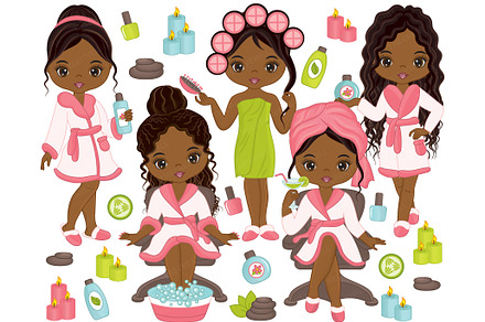 Vector African American Spa Girls, an Illustration by TheCreativeMill