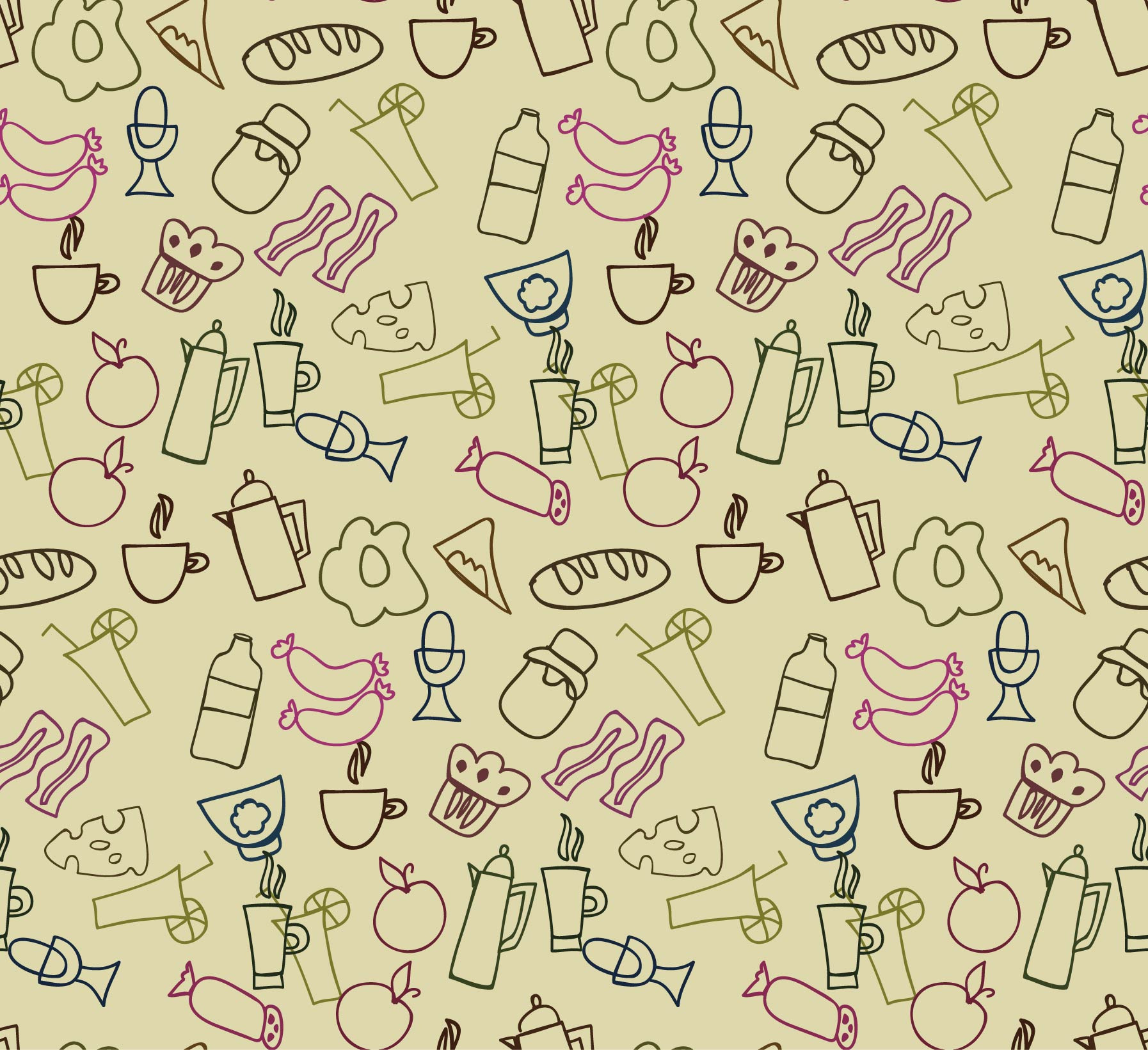 Seamless pattern with line food, a Pattern Graphic by Svetlana Voloshina