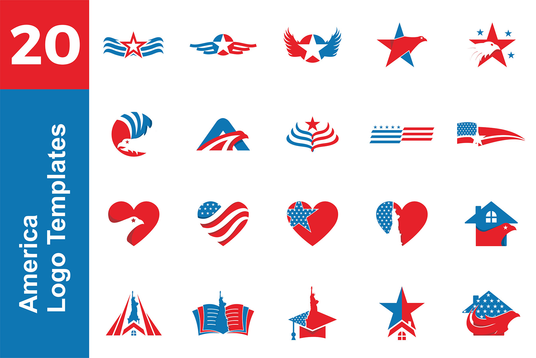20 Logo America Templates Bundle | Branding & Logo Templates ~ Creative ...