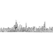 Chicago Skyline Drawing Banner, an Illustration by PageLightStudios