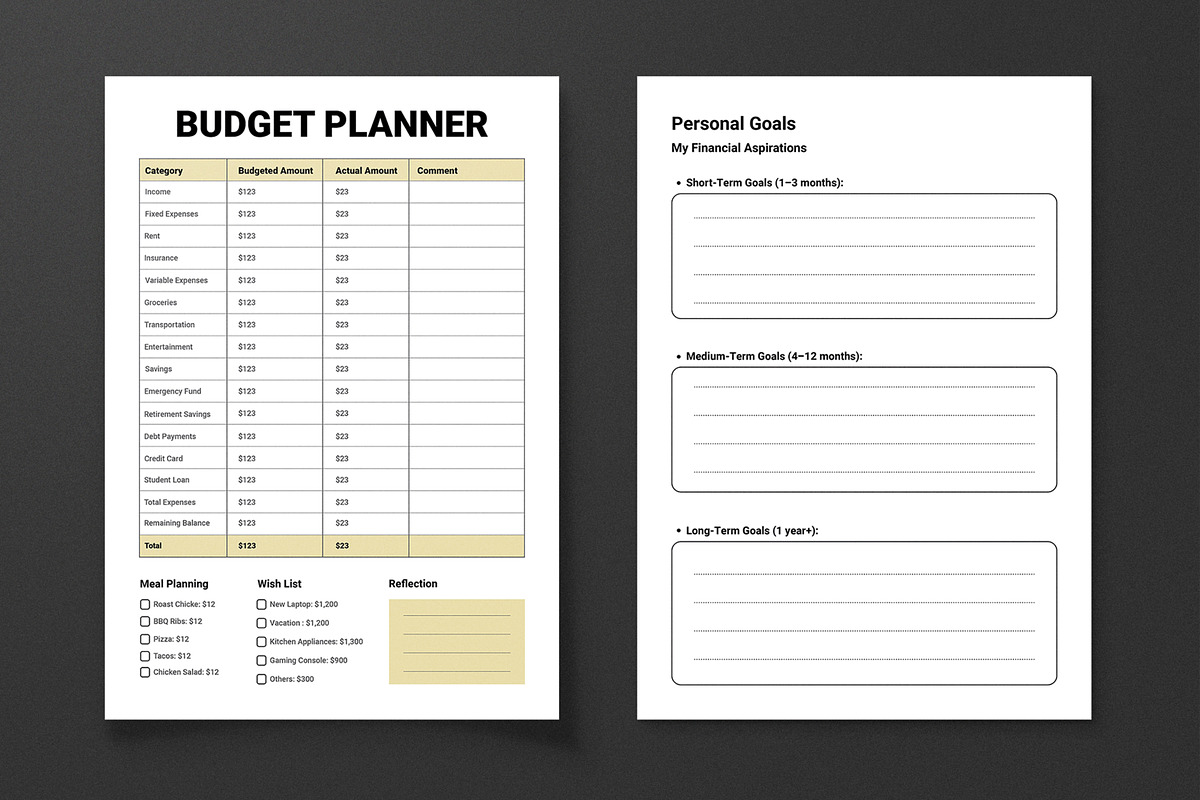 Monthly Budget Planner Worksheet