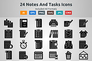 Glyph Icons of Notes And Tasks | Creative Market