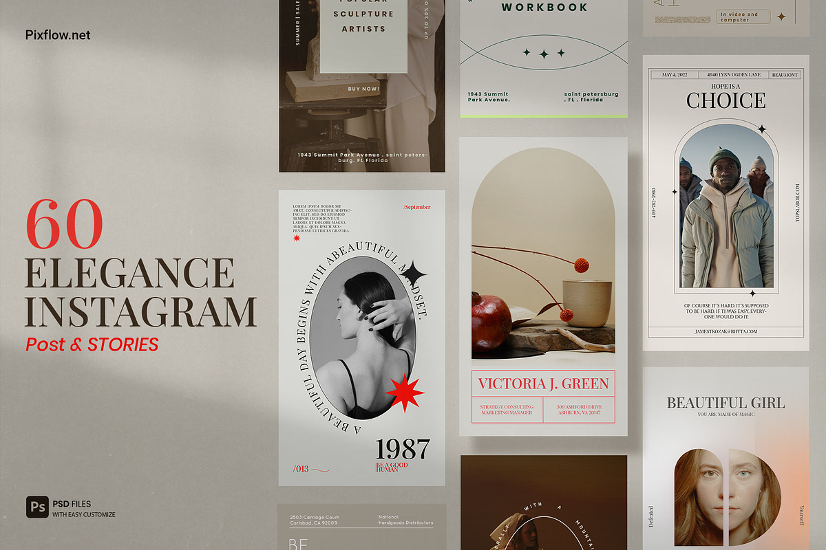 Elegant Instagram Posts and Stories, a Social Media Template by Pixflow ...