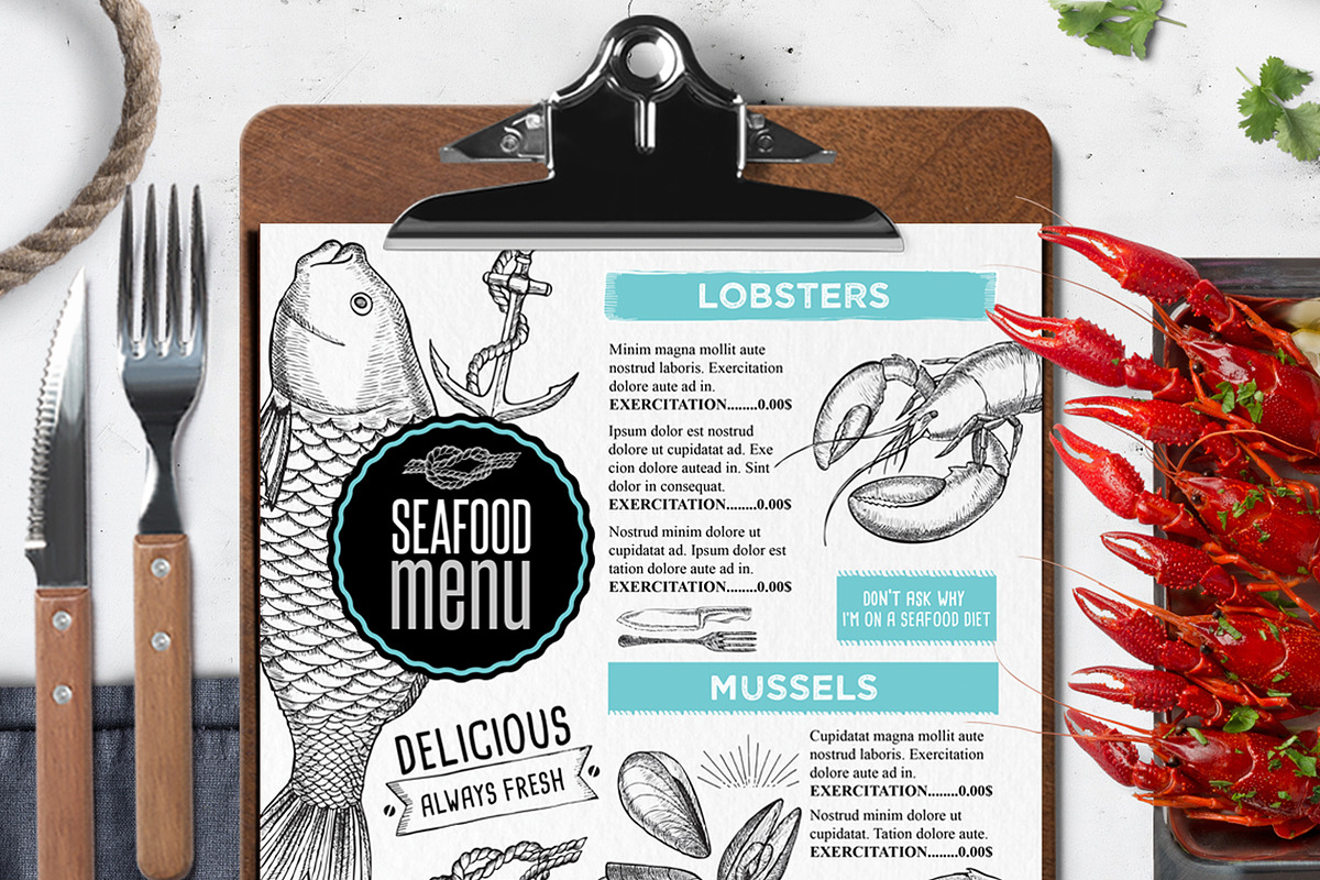 Restaurant Seafood Menu Brochure