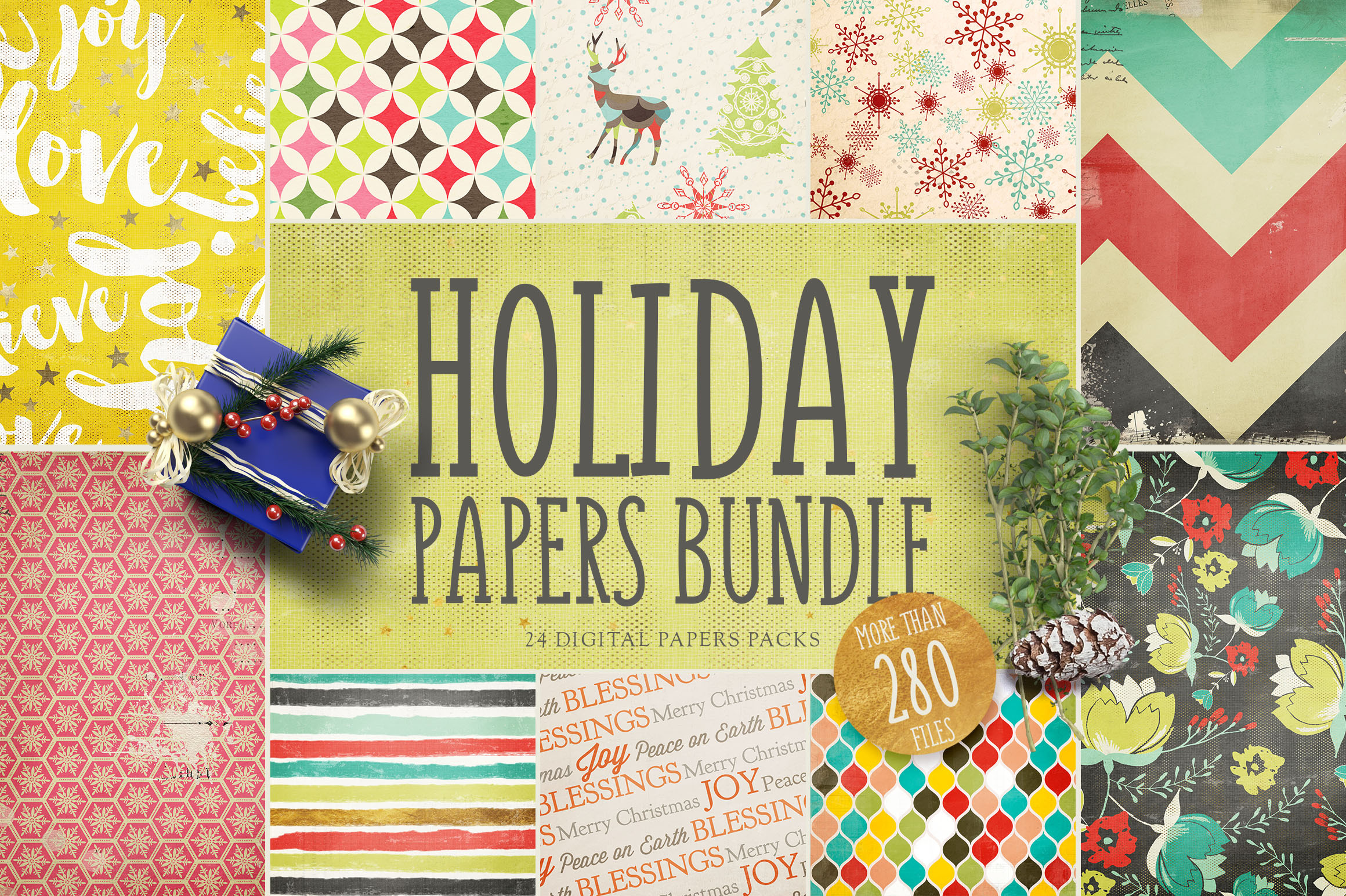 Holiday Digital Papers Bundle, a Pattern Graphic by 7th Avenue Designs ...