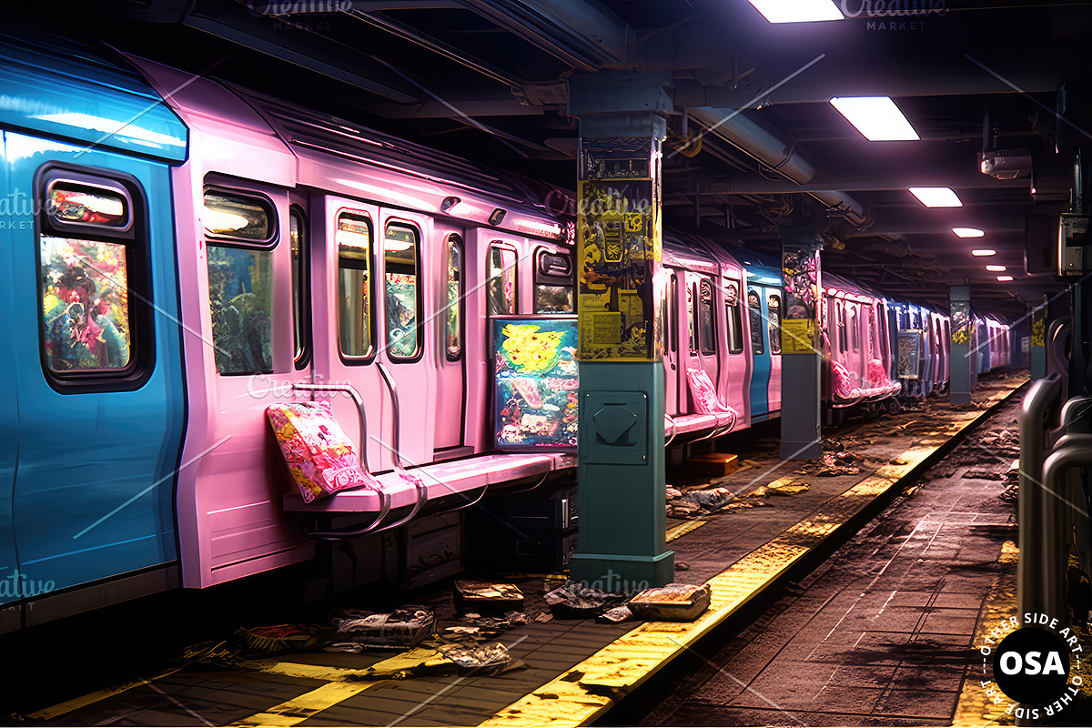 Cyberpunk Neon Metro Illustration, a Background Graphic by Other Side ...