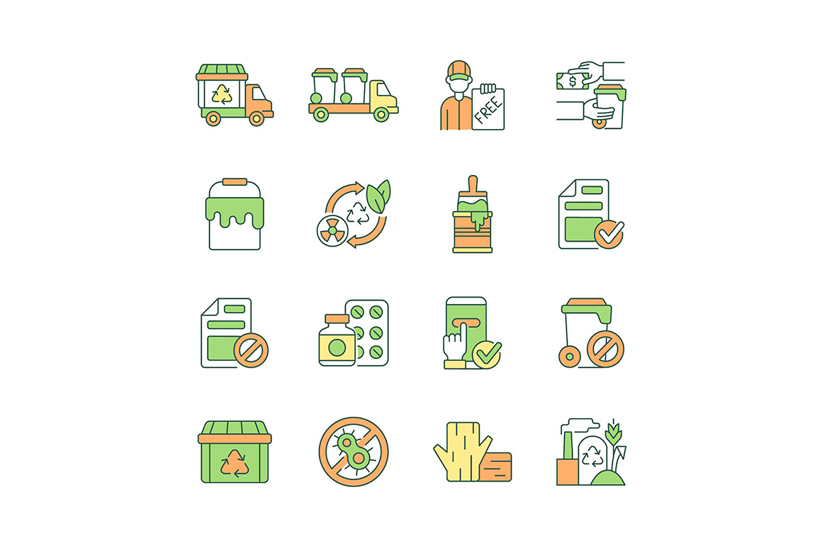 Waste management RGB color icons set, an Outline Icon by bsd studio