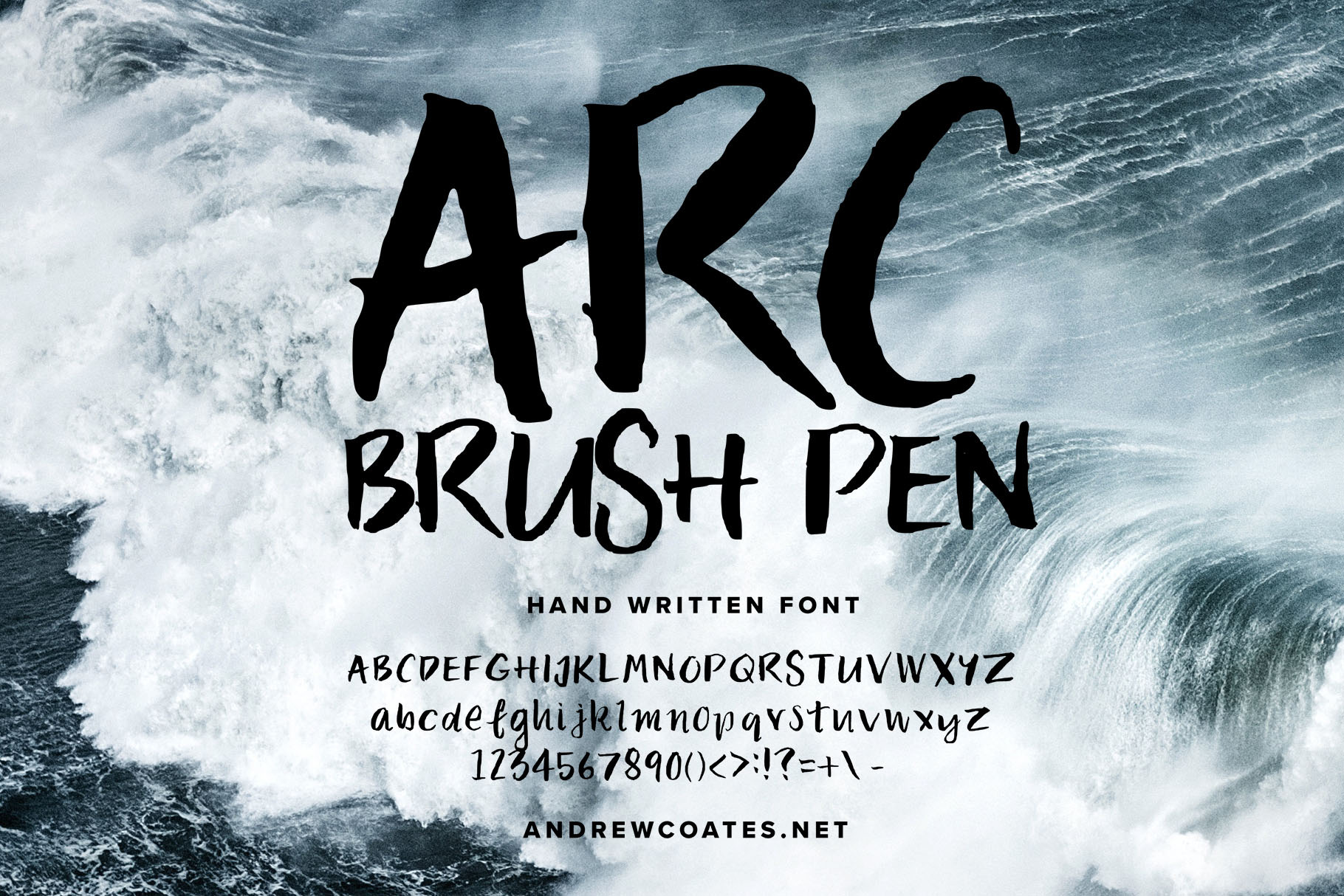 Font: ARC Brush Pen, a Handwritten Font by andrewcoates