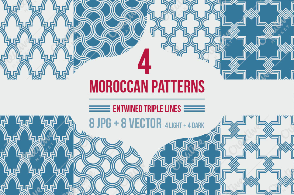 4 MOROCCAN PATTERNS, a Pattern Graphic by Slanapotam