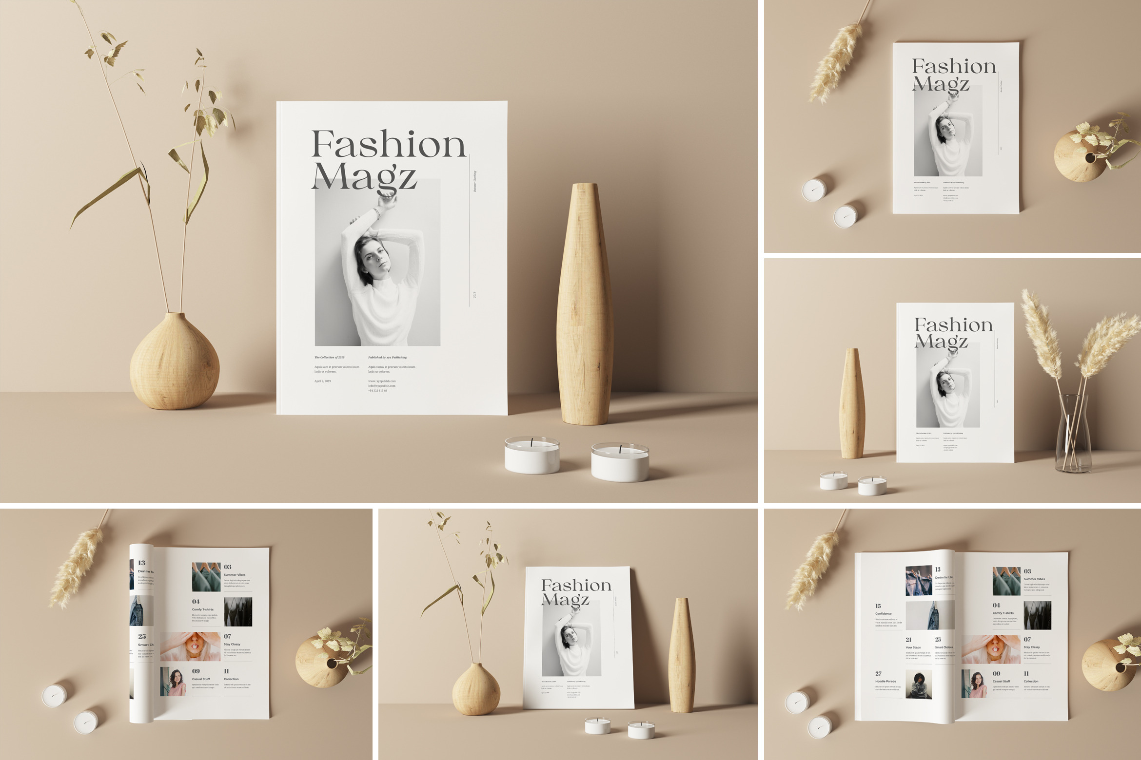 Magazine Photoshop Mockups, a Print Template by artimasa
