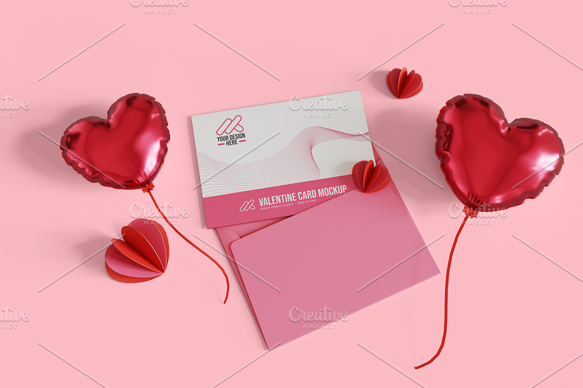 Valentines Day Card Mockups, a Product Mockup by Pixie Creative
