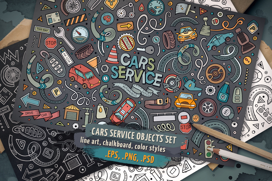Cars Service Objects Set, an Object Graphic by BALABOLKA