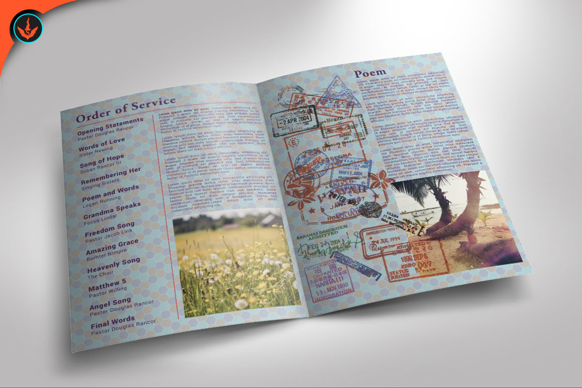 Funeral Program 16 Passport Theme, a Brochure Template by SeraphimChris
