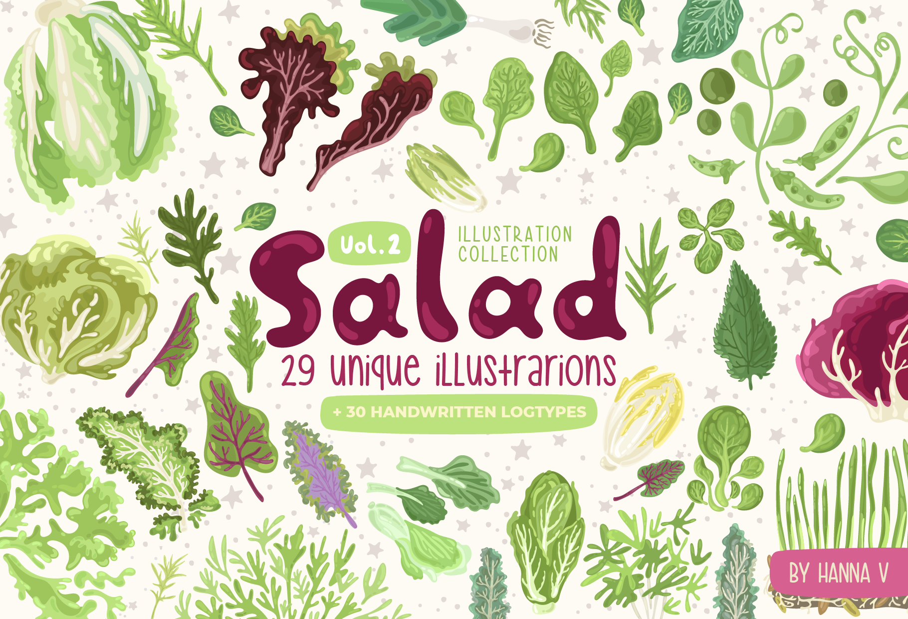SALAD Vector Set Vol.2, a Food Illustration by HANNA V | Creative Market