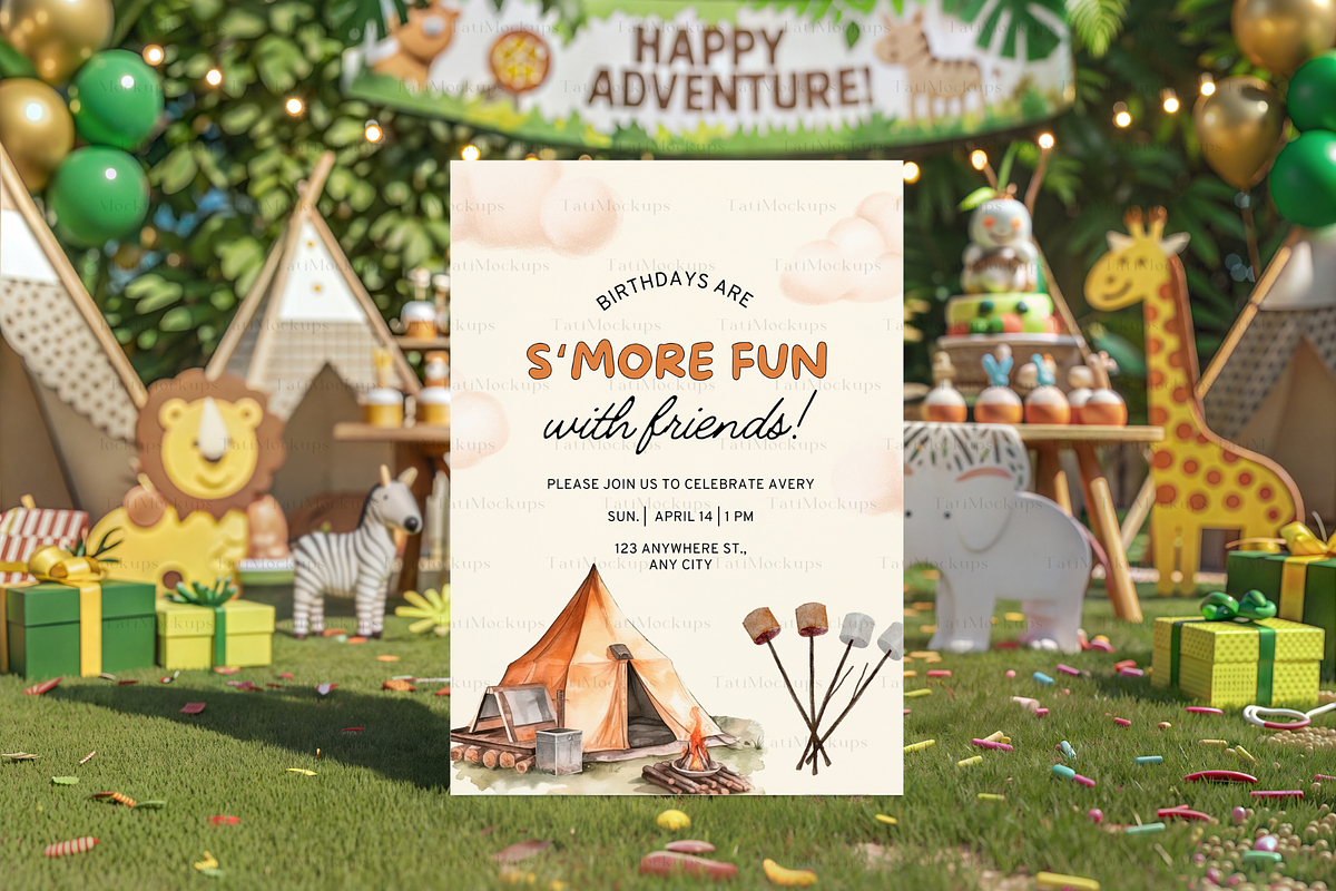 Jungle Safari Invitation Mockup, a Product Mockup by TatiMockup
