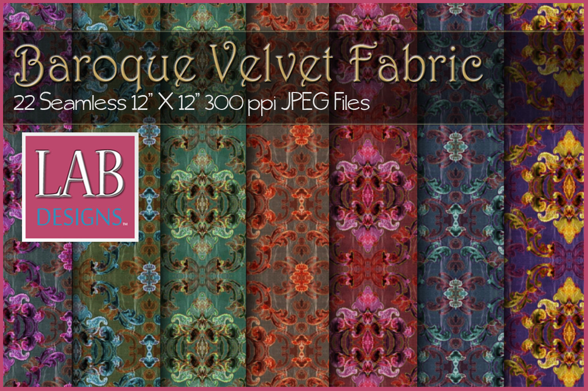 22 Baroque Velvet Fabric Textures, a Texture Graphic by Lab Designs