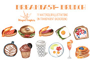 Breakfast/ Brunch Watercolor set, a Food Illustration by Winged Graphics