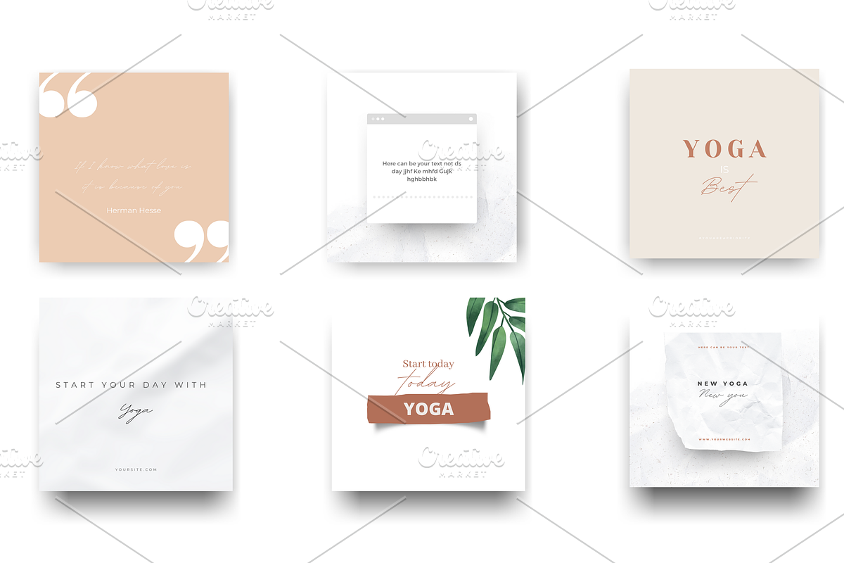 50 YOGA INSTAGRAM POST TEMPLATE, a Social Media Template by Elena-GNK