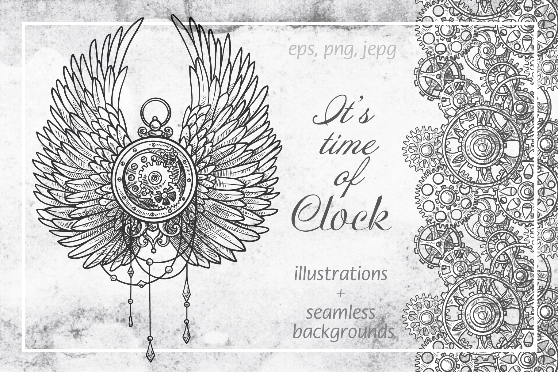Time and clock. Graphic set, an Illustration by Astarta