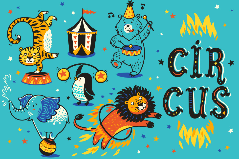 Circus patterns & birthday cards, a Pattern Graphic by PenguinHouse