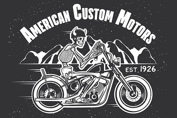 Skeleton Rider Motorcycle.Biker logo, an Illustration by Moloko88