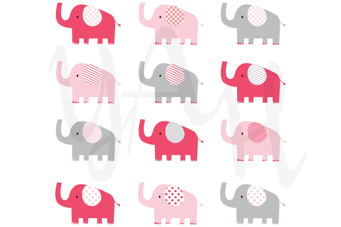 Cute Pink Elephant Pattern, an Animal Illustration by YenzArtHaut