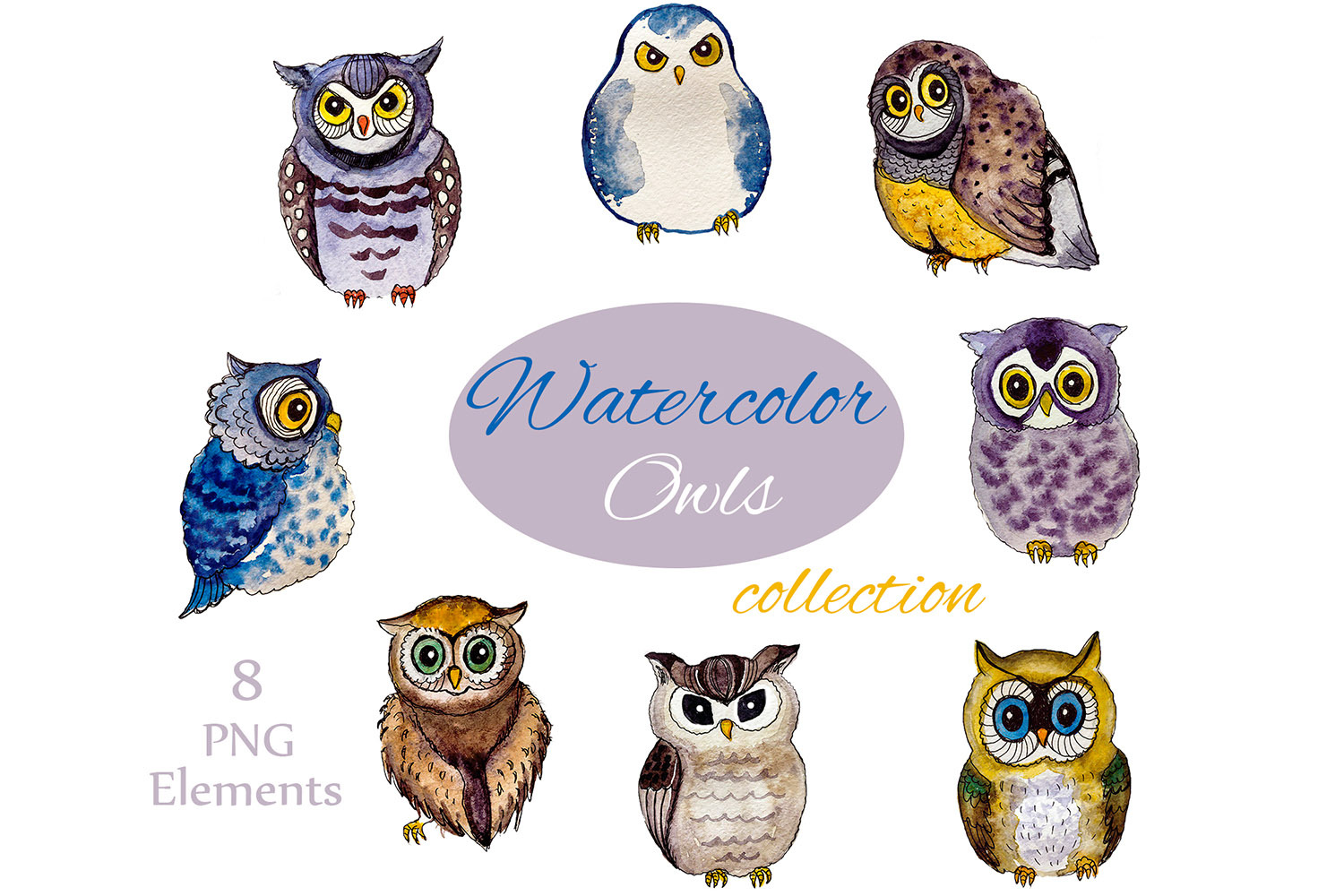 Watercolor clipart. Woodland Owl art, an Animal Illustration by ...