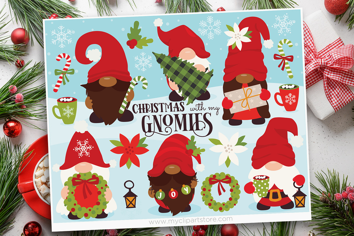 Christmas Gnomes Clipart, SVG, an Illustration by MyClipArtStore ...