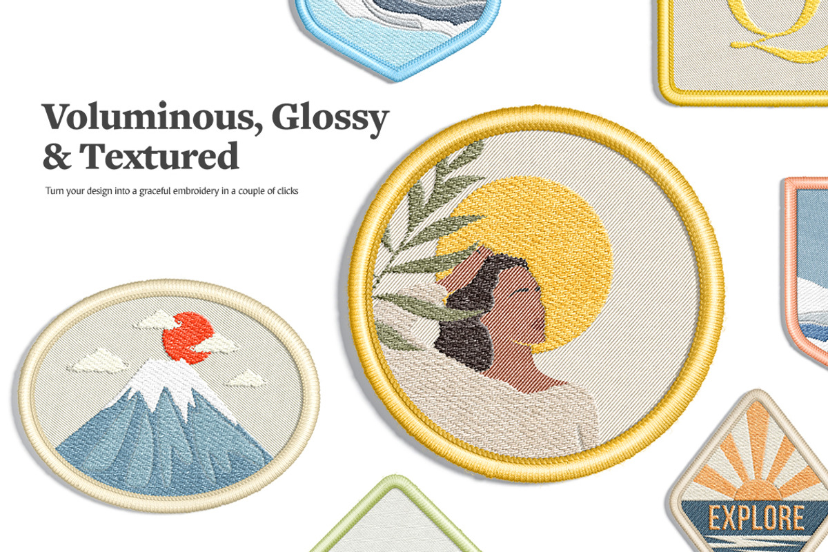 Embroidery Effect Patch Mockups Set, a Merchandise Mockup by rebrandy ...