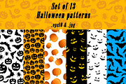 Set of colorful Halloween patterns, a Decorative Illustration by Vjom