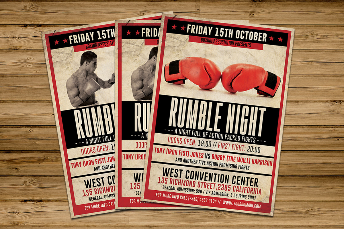 Vintage Boxing Flyer Template, a Flyer Template by Hotpin